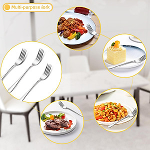 12 Pieces Spoons and Forks Set,Food Grade Stainless Steel Flatware Cutlery Set,6 Forks(6.8 inch) and 6 Spoons(6.6inch) Silverware Set for Home,Kitchen,Restaurant-Mirror Polished & Dishwasher Safe