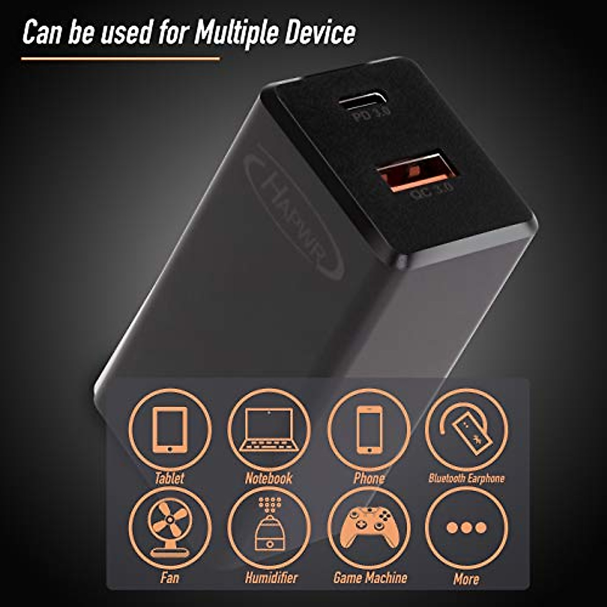 USB C Charger [GaN Tech] 65W Dual Port PD Wall Charger with 5ft USB C Cable for MacBook, USB C Laptops, iPad Pro, iPhone12, Galaxy, Pixel and More (Black)