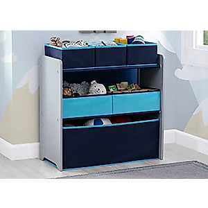Delta Children Design and Store 6 Bin Toy Organizer, Grey/Blue