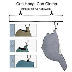 Hat Organizer with 2 Hanging Methods, Over the Door Hat Rack for Baseball Caps with 20 Hooks, Metal Wall Cap Organizer, Black Hat Holder Storage For Closet Door Entryway Bedroom Fit All Caps, Set of 2