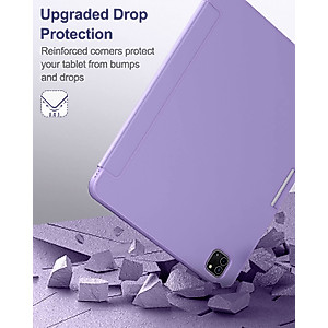 SURITCH for iPad Pro 6th/5th/4th/3rd Generation, iPad Pro 12.9 Case, [Built in Screen Protector] [Pencil Holder] Lightweight Leather Cover for iPad Pro 2022/2021/2020/2018-Purple