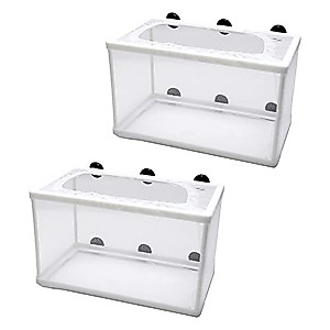 Anxingo 2 Pack Fish Tank Breeder Net,Fish Isolation Breeding Hatching Box, Plastic Frame Hatching Box Separation Net Breeding Box with Suction Cup for Aquarium
