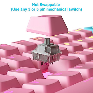 KRAKEN KEYBOARDS Pro 60 Percent Keyboard 60% Gaming Keyboard Mechanical - Blue & Pink - HOT SWAPPABLE - for Gaming On PC, Xbox, PlayStation & MAC (Cotton Candy | Silver Switches)