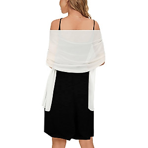 CHICGAL Women's Solid Chiffon Scarves Shawls Wraps for Bridal Wedding Party Evening Dress (White)
