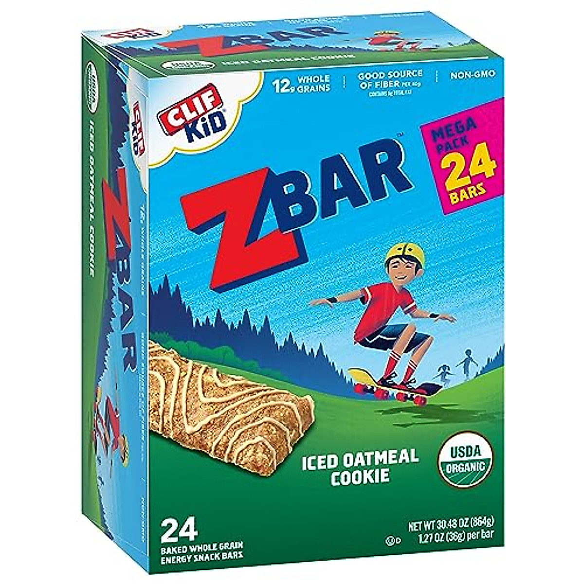 CLIF Kid Zbar - Iced Oatmeal Cookie - Soft Baked Whole Grain Snack Bars - USDA Organic - Non-GMO - Plant-Based - 1.27 oz. (24 Pack)