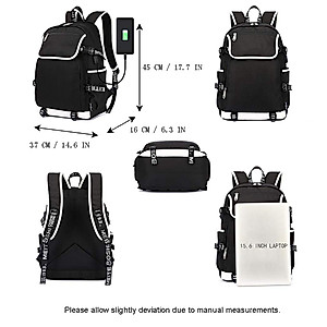 WANHONGYUE Hunter X Hunter Anime Cosplay Schoolbag Rucksack 15.6" Laptop Backpack with USB Charging Port Black / 3