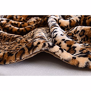 Faux Fur Throw Blanket Leopard Bed Blanket 50"x70" Super Soft Warm Reversible with Flannel Fleece Fuzzy Printed Blanket