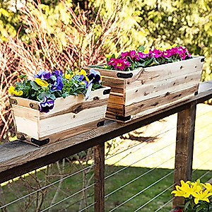 Thirteen Chefs Villa Acacia Wooden Planter Box - 31 Inch Rectangular Wood Planter for Garden, Patio, Window, Home Decor - Acacia Wood Plant Stand for Indoor or Outdoor Gardening