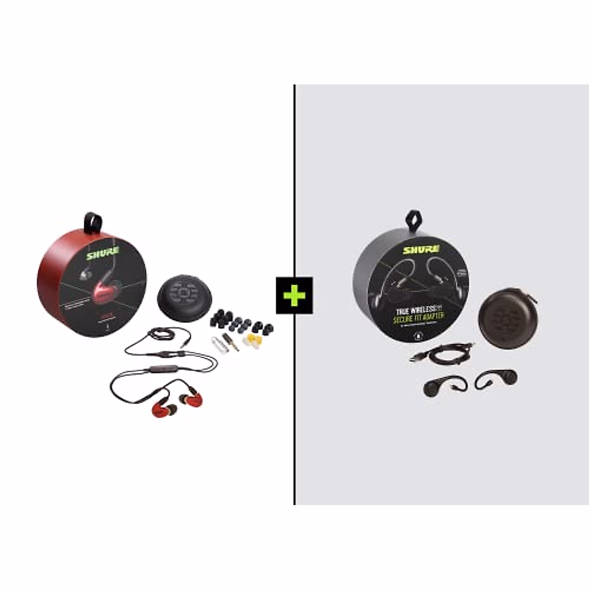 Shure AONIC 5 True Wireless Earbuds Bundle with SE535 Sound Isolating Earphones + RMCE-TW2 Bluetooth Adapter, Hi-Def Sound + Natural Bass, Three Drivers, Secure In-Ear Fit, Durable Quality - Red