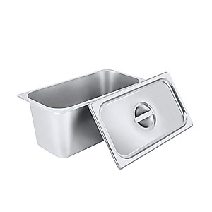 Leblett 4 Pack Stainless Steam Hotel Pans with Lids,1/3 Size x 6" Deep,0.35cm Thick,Anti Jam Steam Table Pan Catering Storage Metal Food Pan