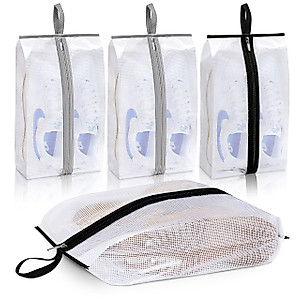 MISSLO Waterproof Shoe Bags for Travel 4 Pack XX-Large Shoe Storage Bag Clear Shoe Pouch Portable Shoe Organizer Bag with Sturdy Zipper for Men & Women