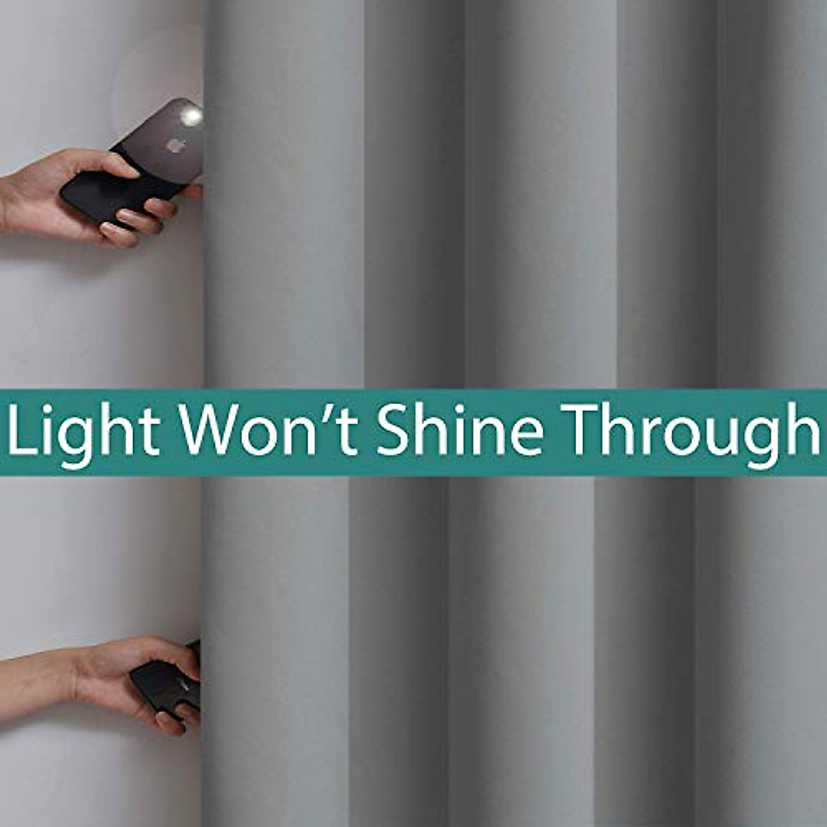 Yakamok 100% Blackout Curtains 84 Inches Long, 2 Thick Layers Heat and Full Light Blocking Soft Thermal Insulated Drapes for Bedroom(52" Wide Each Panel, Grey, 2 Panels)