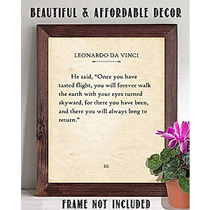 DaVinci - Once You Have Tasted Flight - 11x14 Unframed Typography Book Page Print - Great Decor and Gift for Pilots Under $15