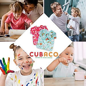 CUBACO 2 Pack Kids Art Smock Kids Waterproof Painting Apron Children's Artist Apron with Long Sleeve and 3 Pockets