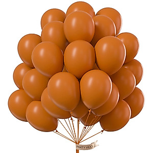 PartyWoo Burnt Orange Balloons, 50 pcs 12 Inch Boho Orange Balloons, Brownish Orange Balloons for Balloon Garland or Balloon Arch as Birthday Party Decorations, Baby Shower Decorations, Orange-F53