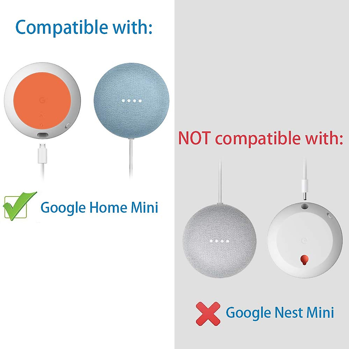 Caremoo Google Home Mini Wall Mount, White, 3 Pack - Superb Cord Management for Space-Saving Design