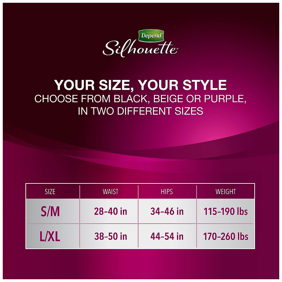 Depend Silhouette for Women Incontinence Briefs, Maximum Absorbency, Large/X-Large, 10Count