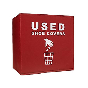 Yolju 2 Pack Shoe Cover Boxes for Realtor, Home, Office. Blue and Red Foldable Boxes Come as a Set with Please Cover Your Shoes and Used Shoe Covers Sign for Disposable Booties