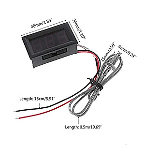 QIXIAMO 0.28" Digital Temperature Meter with 1m Metal Probe Car Internal External Use for Conditioner Room -20℃~100℃