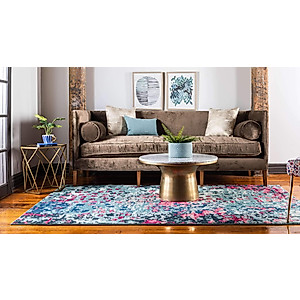 SAFAVIEH Jardin Collection Colorful, Vibrant, Abstract, Modern Area Rug, 5 x 8 ft, Blue/Pink