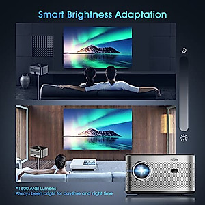 Projector with WiFi and Bluetooth,Hasatek 1600 ANSI Lumens Projector 4k Supported Video Projector, Android TV,Auto Focus,Electronic Keystone Correction，Full HD 1080P Home Theater Movie Projector