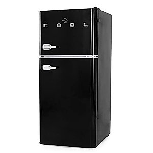Commercial Cool CCRRD45HB 4.5 Cu. Ft True Freezer, Vintage Style, Retro Fridge with 2 Slide-Out Glass Shelves,Black Refrigerator