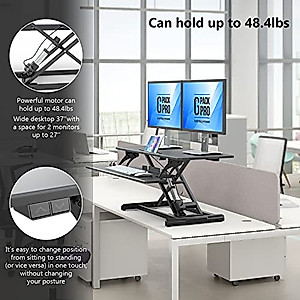 G Pack Pro Standing Desk Converter - Electric Height Adjustable Desk for Sit Stand Desk Workstation with Removable Keyword Tray and Space for Dual Monitors - Ergonomic Design for Maximum Productivity