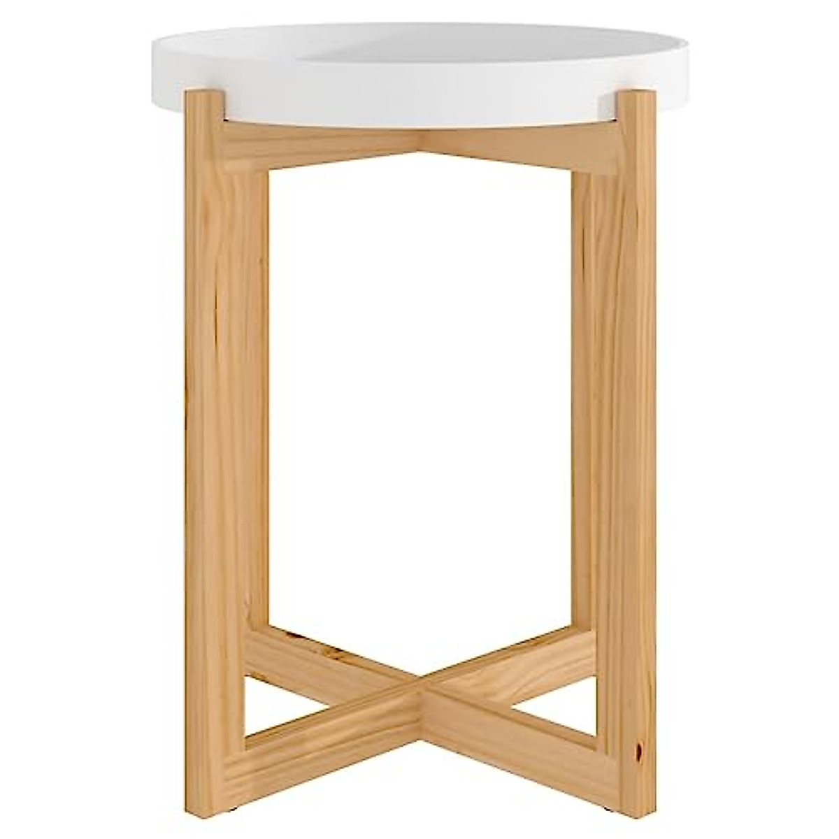 QJBSAVVA Coffee Table White 16.1"x16.1"x19.1" Engineered Wood&Solid Wood Pine,Living Room Furniture Side Tables Narrow Bedside Tables Suitable for Meeting Rooms, Reception Rooms, Offices