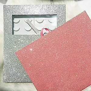 Eyelash Storage Book, 16 Pairs Lash Storage Organizer, Glitter Paper Eyelash Display Case, Portable Makeup Flash Lash Empty Box