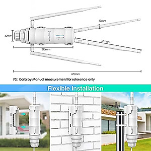 WAVLINK AC1200 Outdoor WiFi Extender with Passive POE Wireless High Power Outdoor Weatherproof Wi-Fi Range Repeater Access Point, Dual Band 2.4GHz 5GHz, 4x7dBi Detachable Antenna