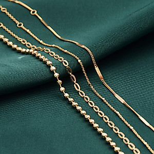 Bar Chain Anklet,14K Gold Plated Handmade Cute Dainty Anklet for Women