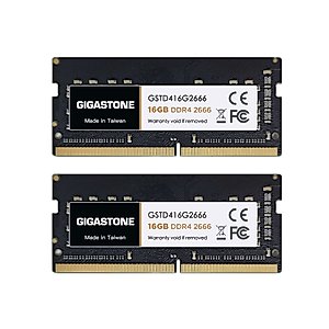 【DDR4 RAM】 GIGASTONE 32GB Kit (2x16GB) DDR4 2666MHz (2400MHz or 2133MHz) PC4-21300 (PC4-19200/17000) CL19 1.2V SODIMM 260 Pin Unbuffered Non ECC High Performance Notebook Laptop Memory Upgrade