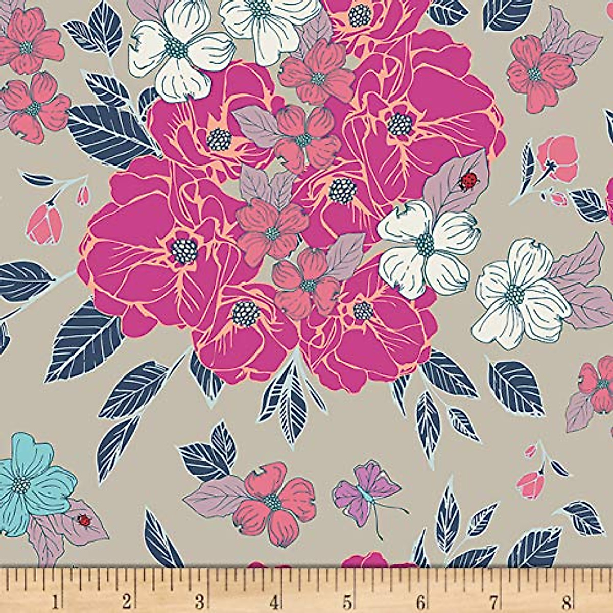Art Gallery Fabrics Art Gallery Flower Child Flowery Chant Wild Fabric, Beige