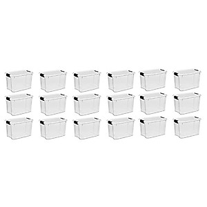 Sterilite 30 Quart Clear Plastic Stackable Storage Container Bin Box Tote with White Latching Lid Organizing Solution for Home & Classroom, 18 Pack