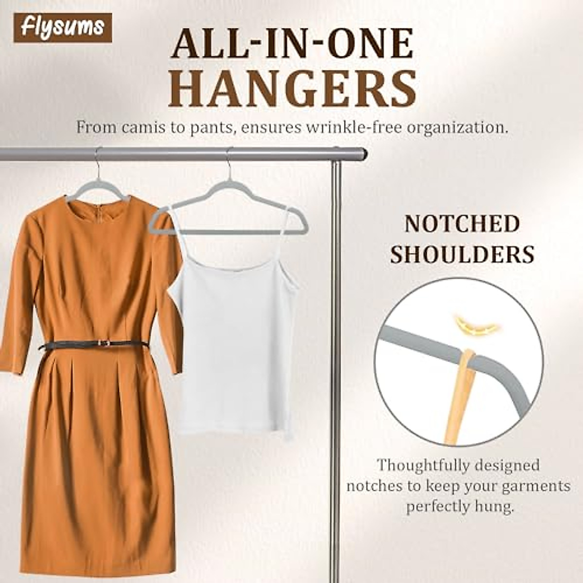 Premium Velvet Hangers 50 Pack, Heavy Duty Study Gray Hangers for Coats, Pants & Dress Clothes - Non Slip Clothes Hanger Set - Space Saving Felt Hangers for Clothing