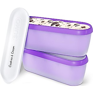 SUMO Ice Cream Containers with Lids for Homemade Ice Cream - 1.5 Quart per Container, Reusable Ice Cream Containers for Freezer Storage, Set of 2 Tubs, Purple