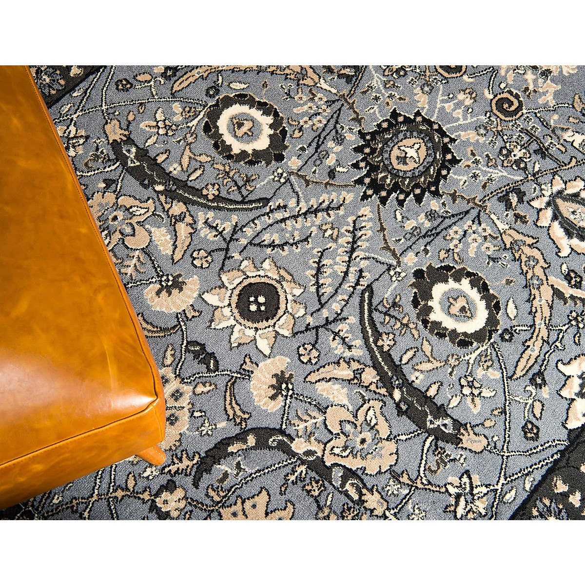 Unique Loom Espahan Collection Area Rug - Cape Cod (8'x 10' Rectangle, Dark Gray/ Black)