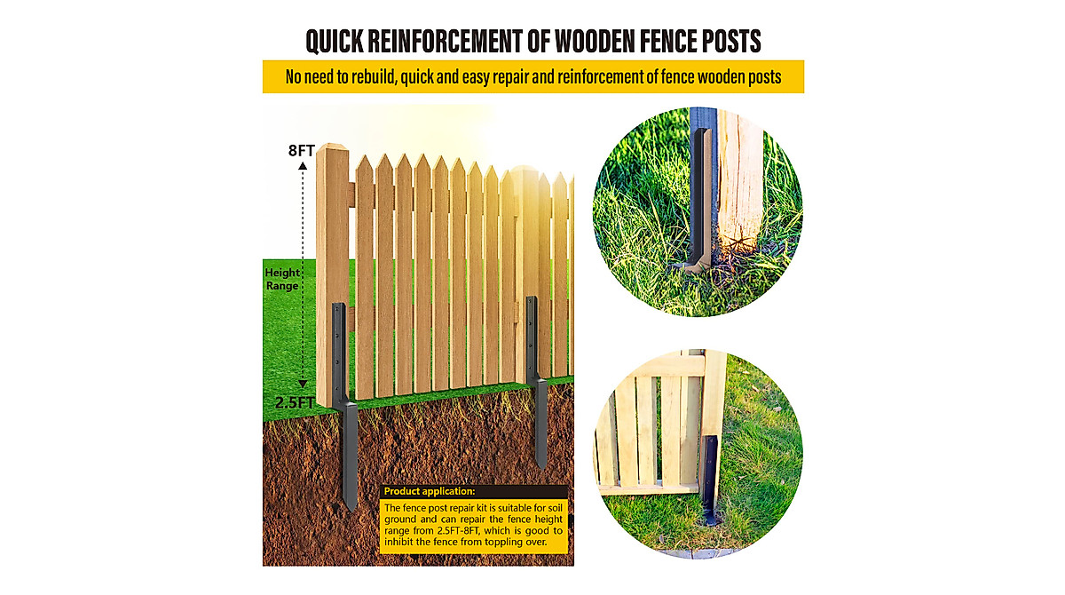 Fix Tilted Wood Fences: Epcee Heavy Duty Repair Stakes