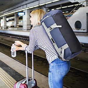 MIER Large Duffel Backpack Sports Gym Bag with Shoe Compartment, Heavy Duty and Water Resistant, Navy Blue, 60L