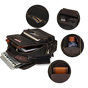 UBANT Leather Backpack for Men, 15.6 inch Laptop Backpack Vintage Full Grain Leather School College Bookbag Large Capacity Business Office Work Bag Casual Camping Travel Weekend Daypack