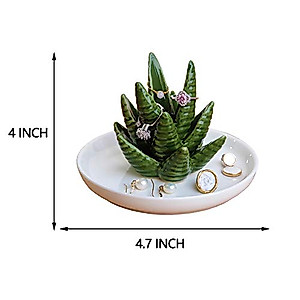 PUDDING CABIN Aloe Ring Holder,Cactus Ring Dish,Jewelry Holder Trinket Tray for Rings Earrings Necklace Organizer,Christmas Gift for Women Girls, Birthday Gift for Women Her