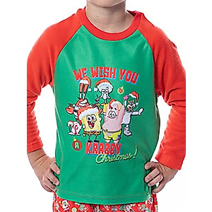 Nickelodeon Boys' SpongeBob SquarePants A Krabby Christmas Pajama Set (8) Red