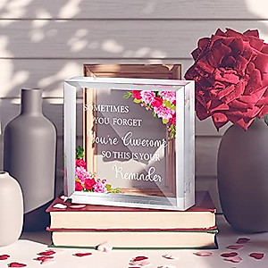 Inspirational Appreciation Gifts Sometimes You Forget You're Awesome Coworkers Thank You Gifts New Year Birthday Present Acrylic for Mother Women Friends Coworkers (Flower)