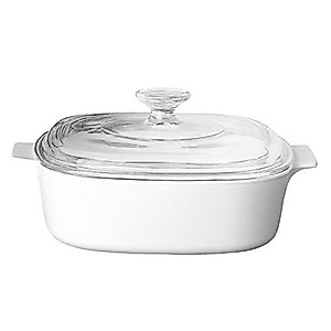 CorningWare Pyroceram Classic Casserole Dish with Glass Cover, White, Square, 2 Quart, 2 Liter (Medium)