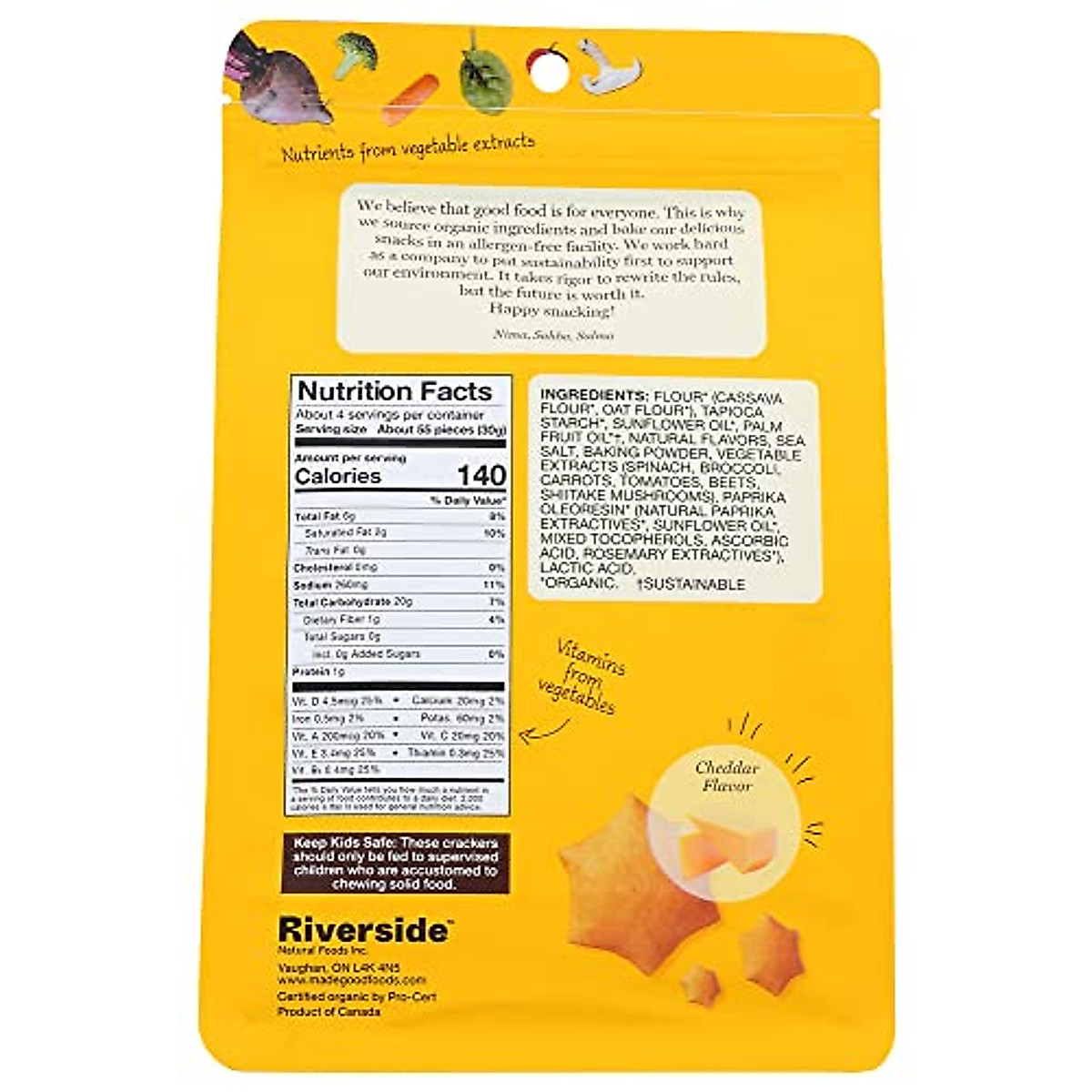 MADEGOOD Organic Cheddar Star Puffed Crackers, 4.26 OZ