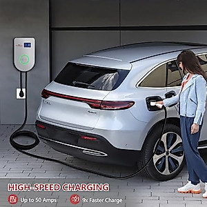 TopAutoGear EV Charger for Tesla & SAE J1772 Electric Cars - 48A Level 2, Bluetooth and WiFi App Control, 25FT Cable, NEMA14-50 Plug, Indoor/Outdoor Universal Fast Charging Station