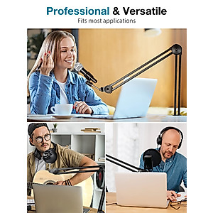 InnoGear Microphone Arm Stand, Heavy Duty Mic Arm Microphone Stand Suspension Scissor Boom Stands with Mic Clip and Cable Ties for Blue Yeti Snowball Hyper X QuadCast SoloCast Fifine Gaming(Large)