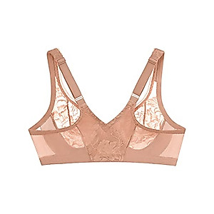 Glamorise Full Figure Plus Size Lacey T-Back Front-Closure Wonderwire Bra Underwire #9246 Cappuccino