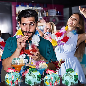 Gerrii 36 Pack Tropical Gift Box Set Luau Tropical Party Favor Boxes Hawaiian Goodie Boxes Tropical Palm Leaves Candy Box Summer Aloha Hibiscus Treat Box for Aloha Luau Hawaiian Summer Party, 2 Design