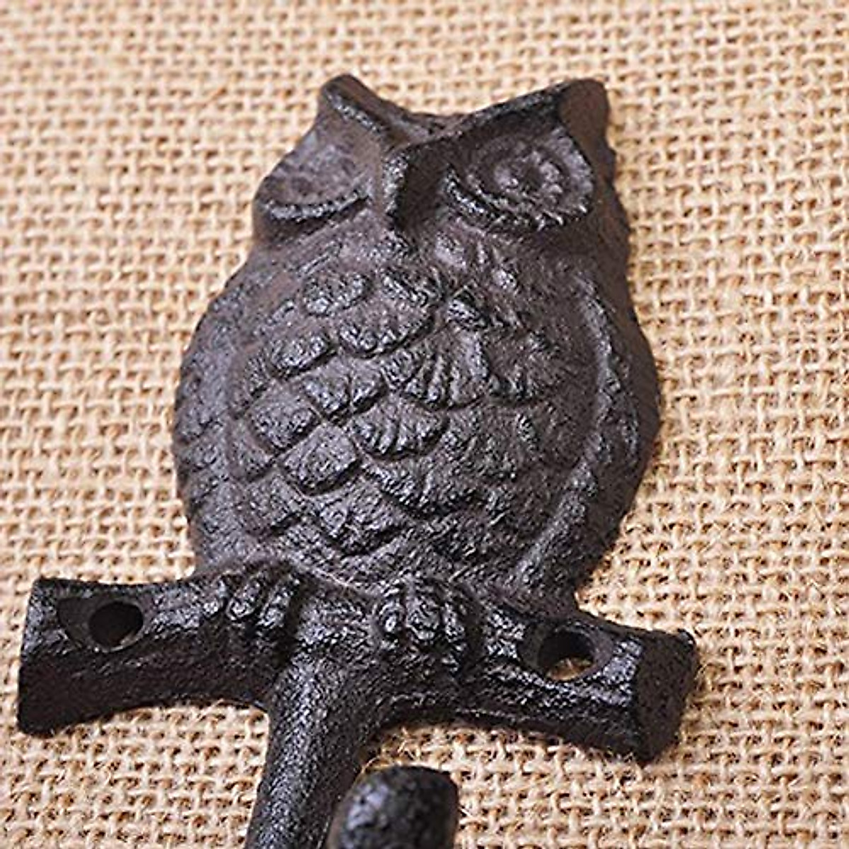 Lemonadeus Metal Wall Mount Hook Leash Holder Coat Hat Hanger Cast Iron Garden Hook with Screws (owl Hook （Set of 3）)